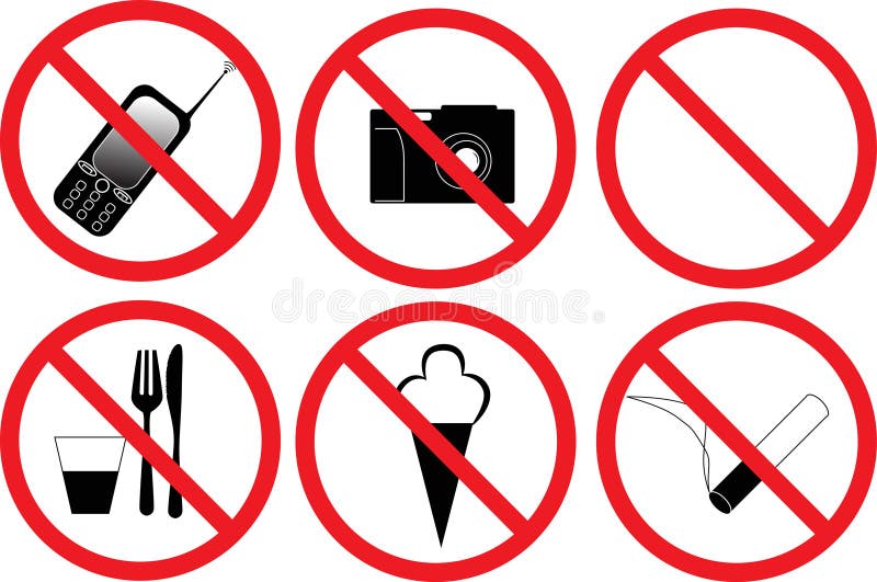 Red No Signs and Anti- Symbols for Prohibited Activities Stock Vector ...