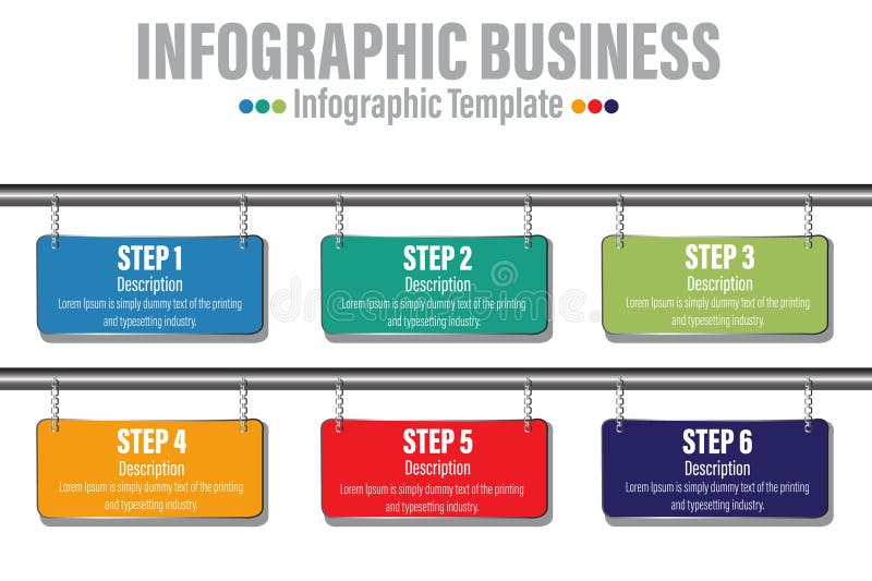 Six Rectangle Timeline Steps or Option Workflow Infographic Plan ...