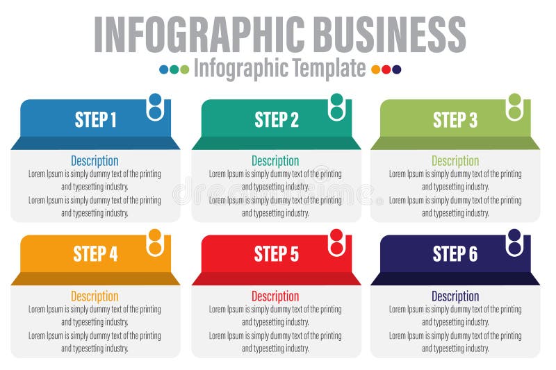 Six Rectangle Timeline Steps or Option Workflow Infographic Plan ...