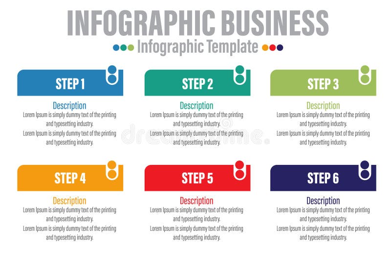 Six Rectangle Timeline Steps or Option Workflow Infographic Plan ...