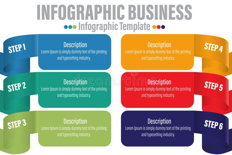 Timeline 6 Steps, Six 6 Option Shape Table Chart Elements with Steps ...