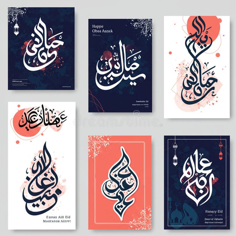 Six Rectangular Designs Feature Intricate Arabic Calligraphy with ...