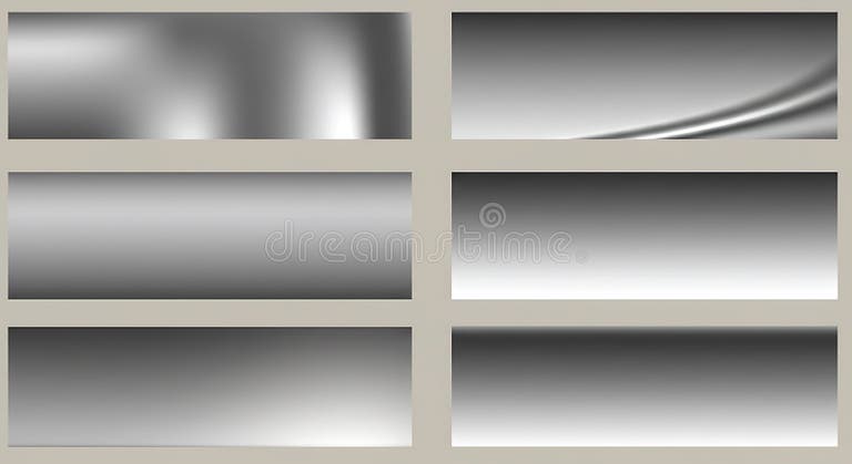 Six Rectangular Panels Feature Various Gradients of Smooth Metallic Textures. Ea Stock ...