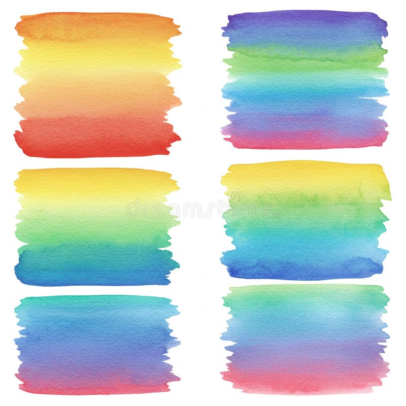 Six Rectangular Watercolor Swatches Arranged in Two Rows. Each Swatch ...
