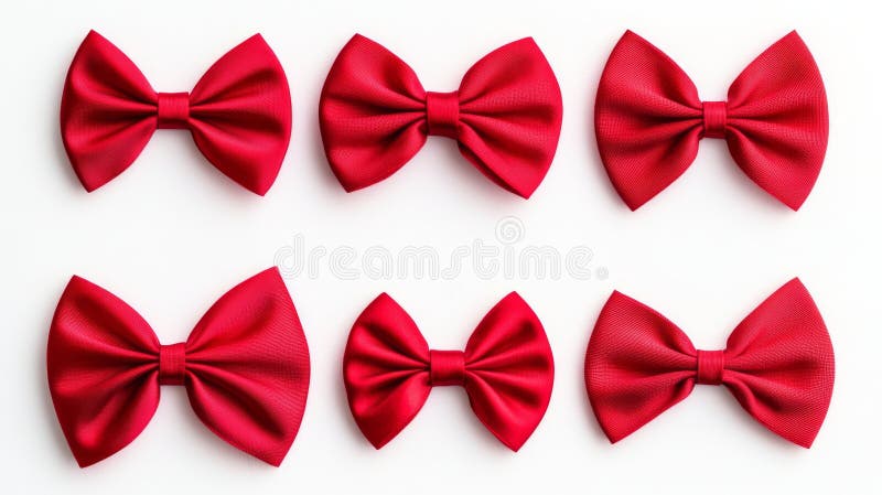 Six Red Bows Isolated on White Background, Bow Tie, Fabric Stock ...
