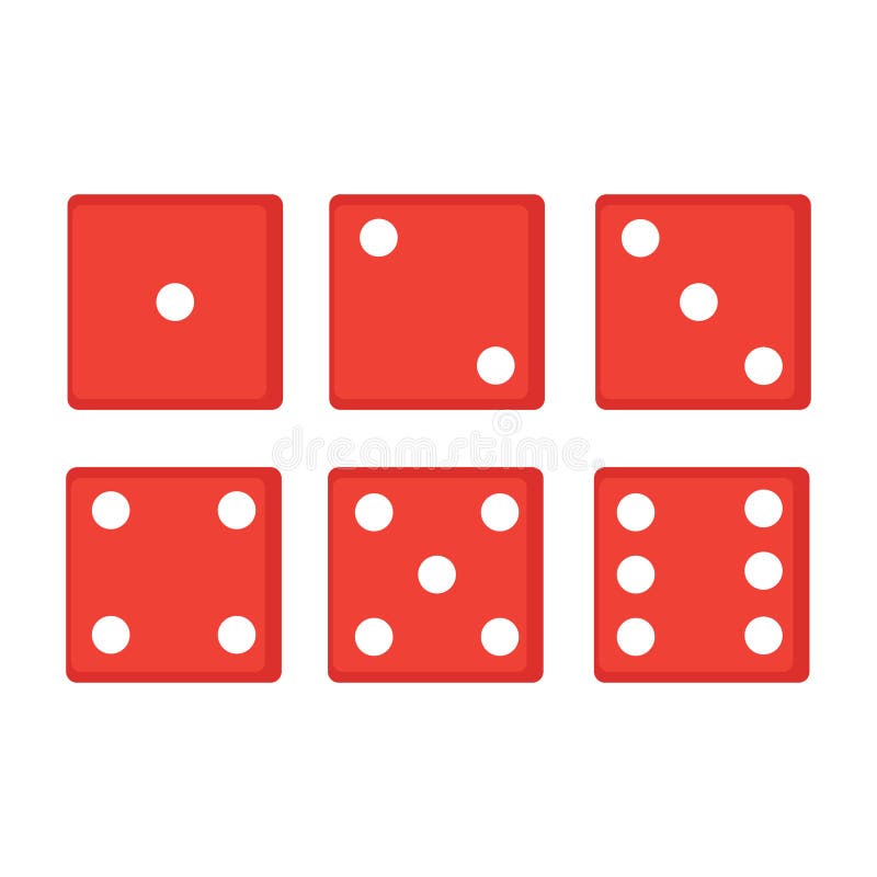 Six Red Dice on a White Background Stock Vector - Illustration of cube ...