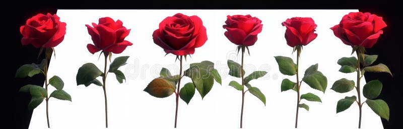 Six Red Roses 3D Model Variations, Floral, Still Life, Roses, 3D Render ...