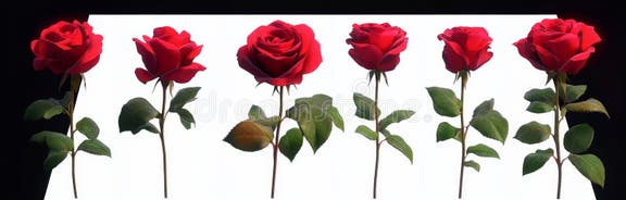 Six Red Roses 3D Model Variations, Floral, Still Life, Roses, 3D Render ...