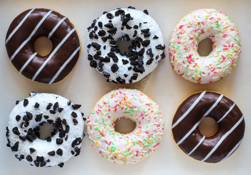 Six Ring Donut with Different Glaze Stock Photo - Image of icing, ring ...