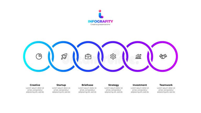Six Rings for Business Presentation. Process Visualization or Timeline ...