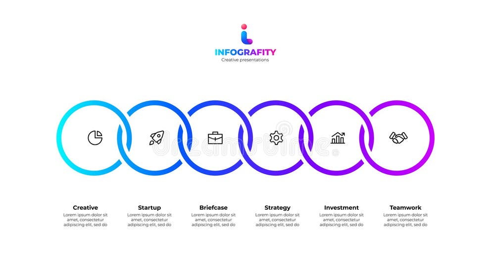 Six Rings for Business Presentation. Process Visualization or Timeline ...