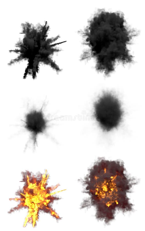 Six Round Explosions of Missile Interception Blast or Antiaircraft Gun ...