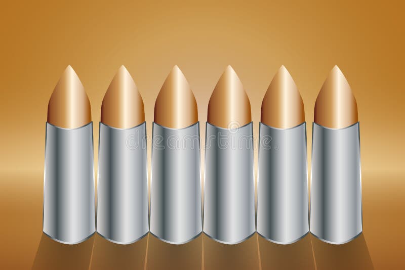 Six Rounds of a Copper Bullet Stand in a Row Stock Vector ...
