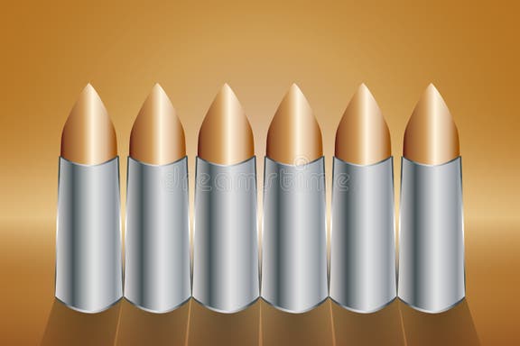 Six Rounds of a Copper Bullet Stand in a Row Stock Vector ...