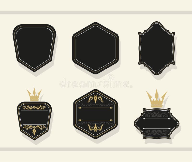 Six royal labels icons stock vector. Illustration of forms - 240550940