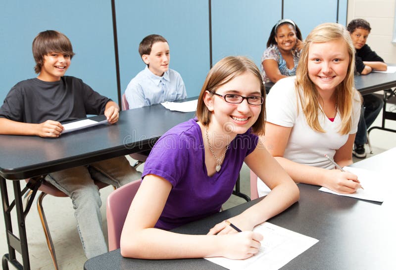 Six School Kids in Class stock photo. Image of smiling - 26916870