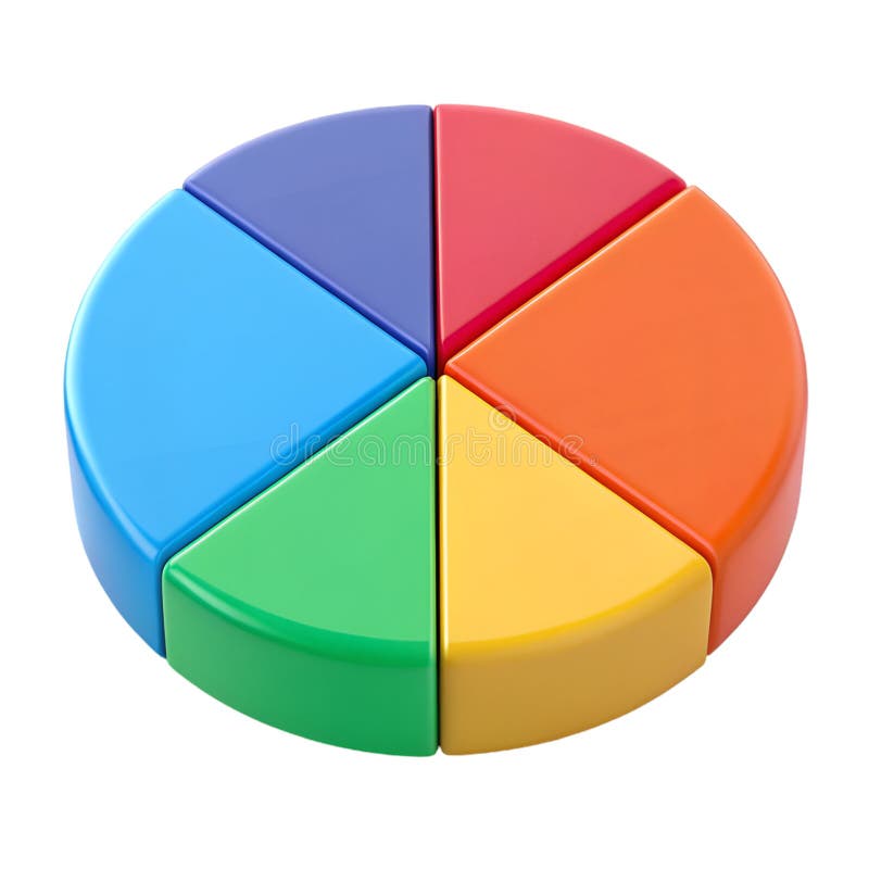 Six Section 3 D Pie Chart Icon Colorful Segments White Background Stock ...