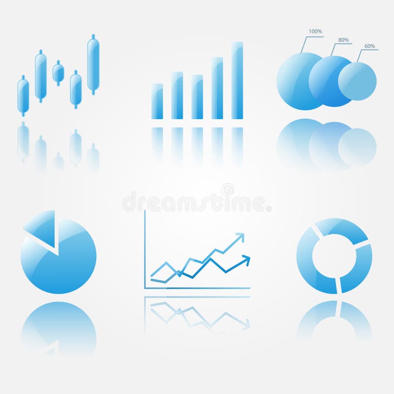 Shiny blue chart icons stock vector. Illustration of financial - 29794564