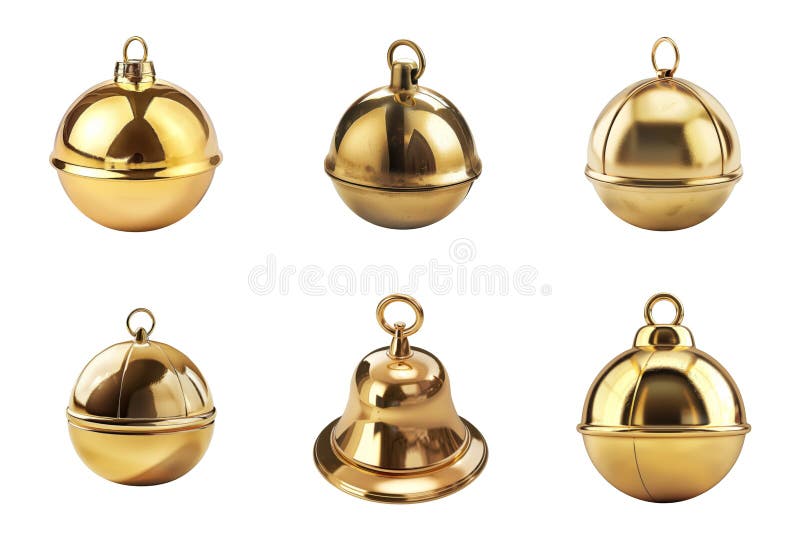 Six Shiny Gold Bells with Handles Stock Illustration - Illustration of ...