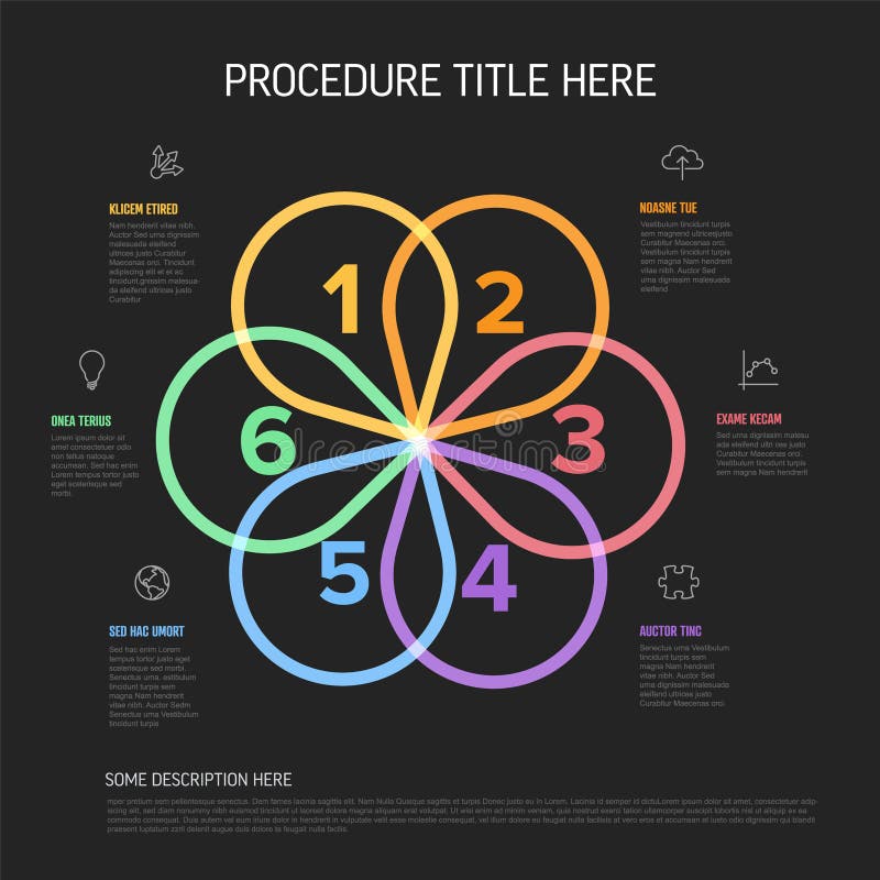 Six Simple Dark Color Steps Process Infographic Template Stock Vector ...