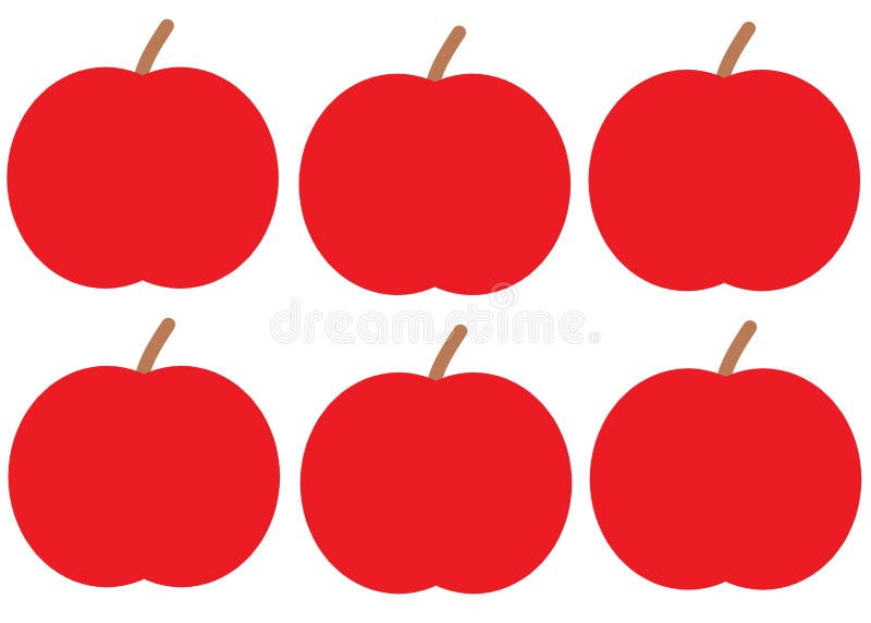 Six Simple Outline Shape of a Red Apples Fruit Against a White Backdrop ...