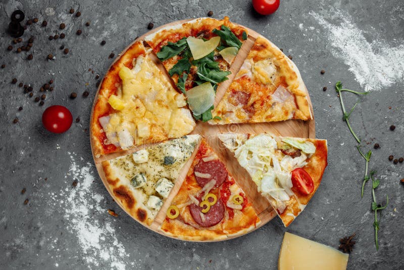 Six Slices of Pizza Folded into One Stock Photo - Image of mozzarella ...