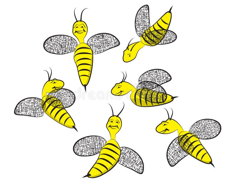 Six Smiling Happy Wasps stock vector. Illustration of swarm - 27067170