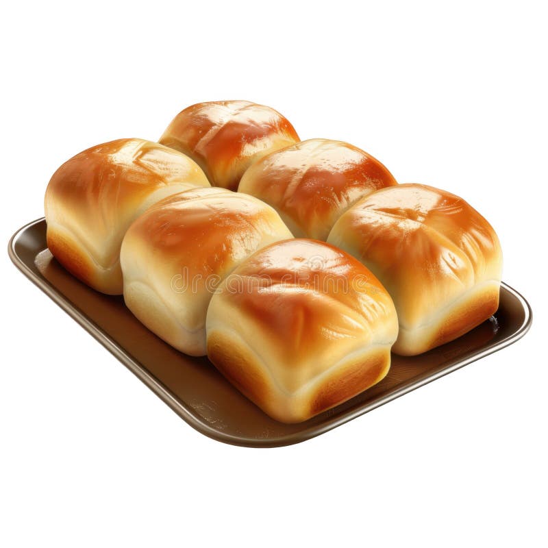 Six Soft and Golden Rolls on a Brown Tray Stock Image - Illustration of ...