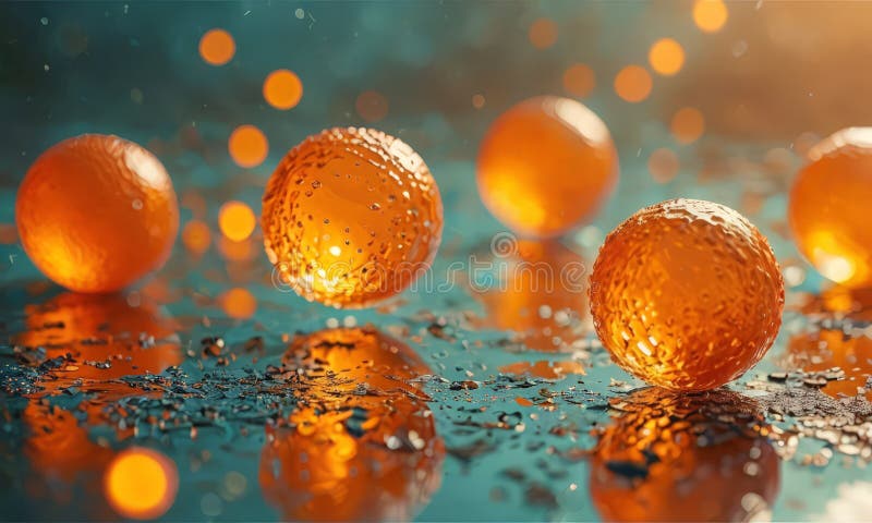 Six Spherical Objects with Speckled Surface are Arranged in Diagonal ...