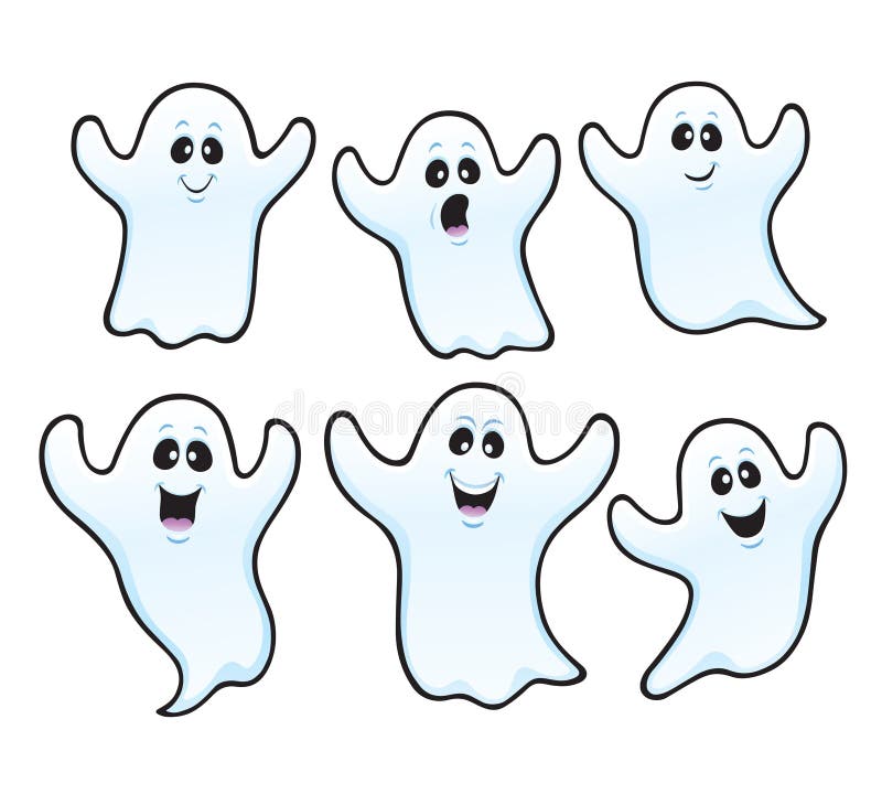 Six Spooky Halloween Ghosts Stock Illustration - Illustration of ...