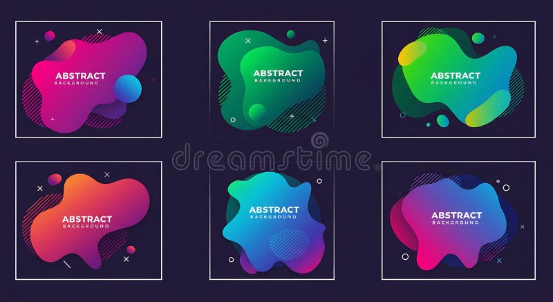 Six Square Graphics Feature Abstract Designs with Fluid Shapes and ...