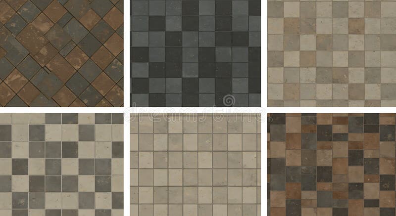 Six Square Tile Patterns Displayed in Two Rows, Each Featuring a ...
