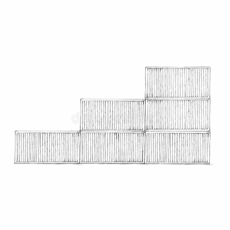 Six Stacked Shipping Containers Stock Illustration - Illustration of ...