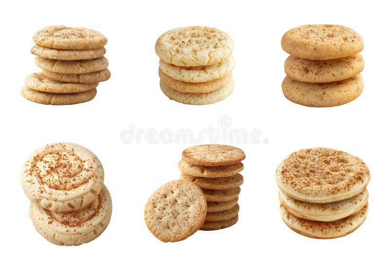 Six Stacks of Round Cookies with Cinnamon and Sugar Topping Stock Photo ...