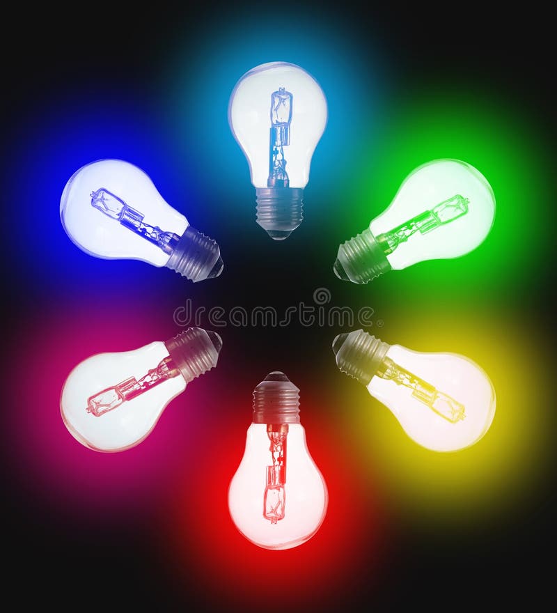 Six Standard Electric Bulbs, in the Color of the Rainbow Stock ...