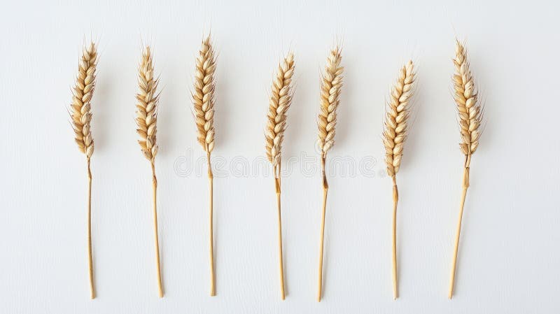 Six Stems of Wheat on a White Background Stock Image - Image of crop ...