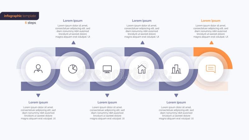 Six Step Business Infographic Design Template. Vector Illustration ...