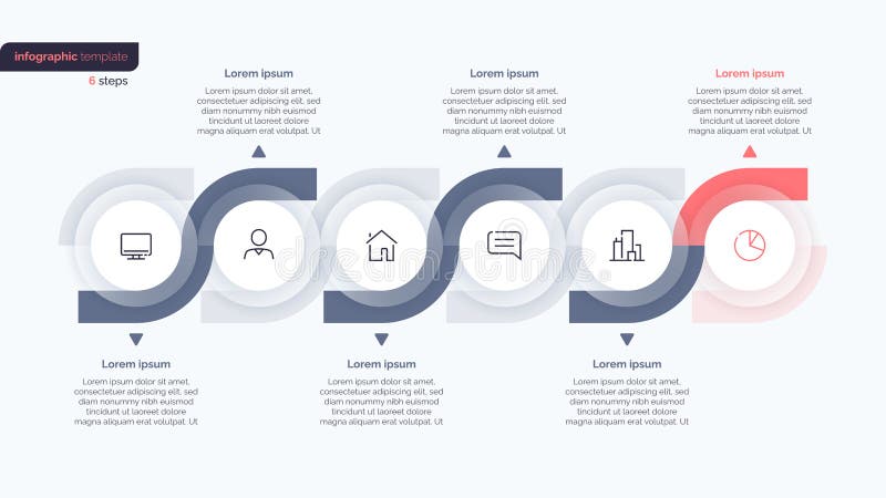 Six Step Business Infographic Design Template. Vector Illustration ...
