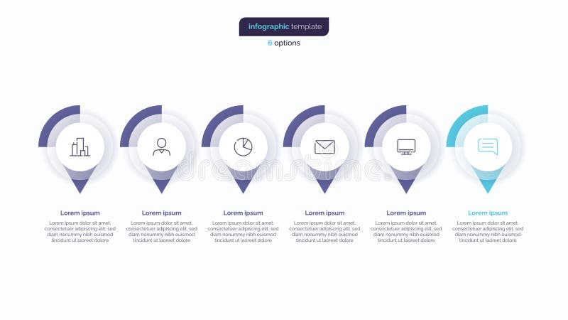 Six Step Business Infographic Design Template. Vector Illustration ...