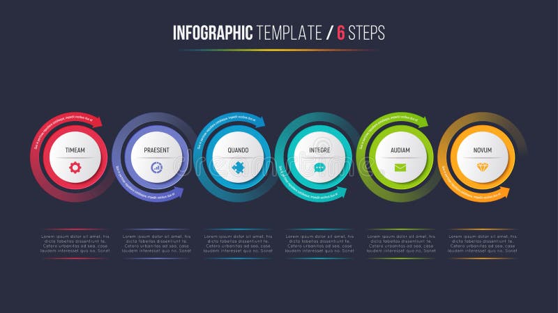 Colorful Infographic Process Chart and Arrows with Step Up Options ...