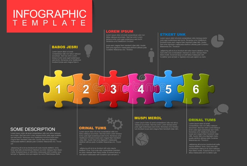 Six Steps Infographic Template with Puzzle Pieces Stock Vector ... Six Steps Infographic Template with Puzzle Pieces Stock Vector ...