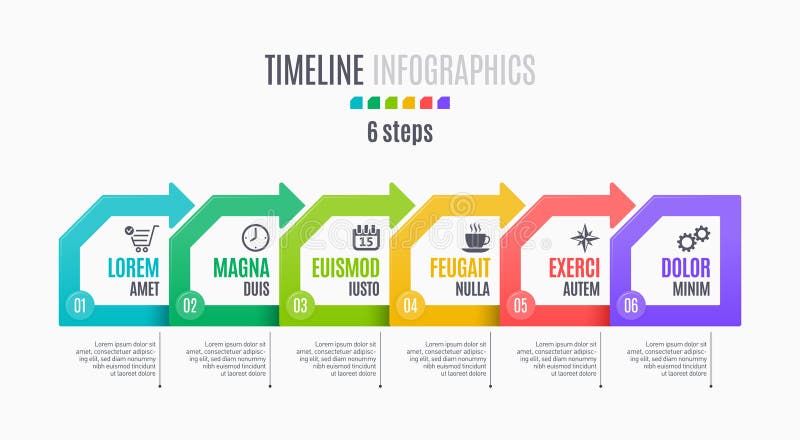 Six Steps Infographic Timeline, Presentation, Report, Web Design Stock ...