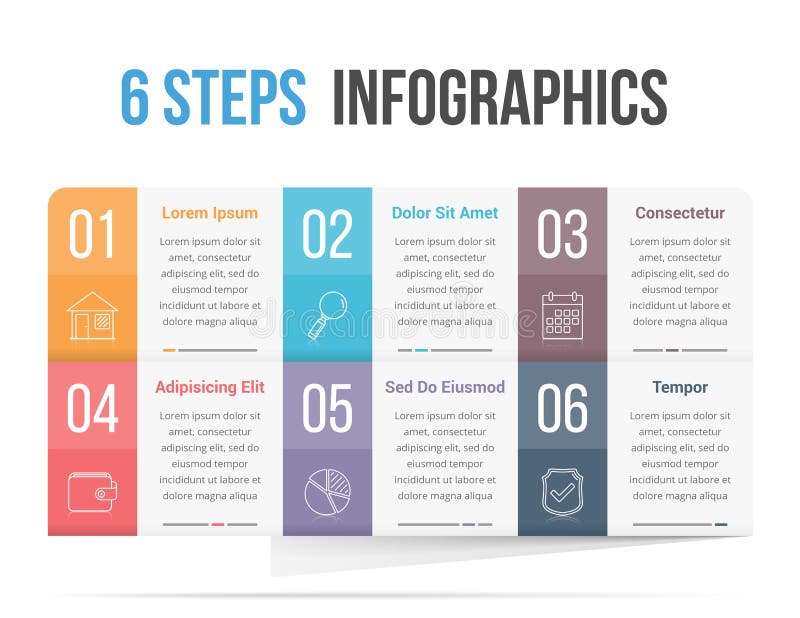 Six Steps Infographics stock vector. Illustration of interface - 97795963