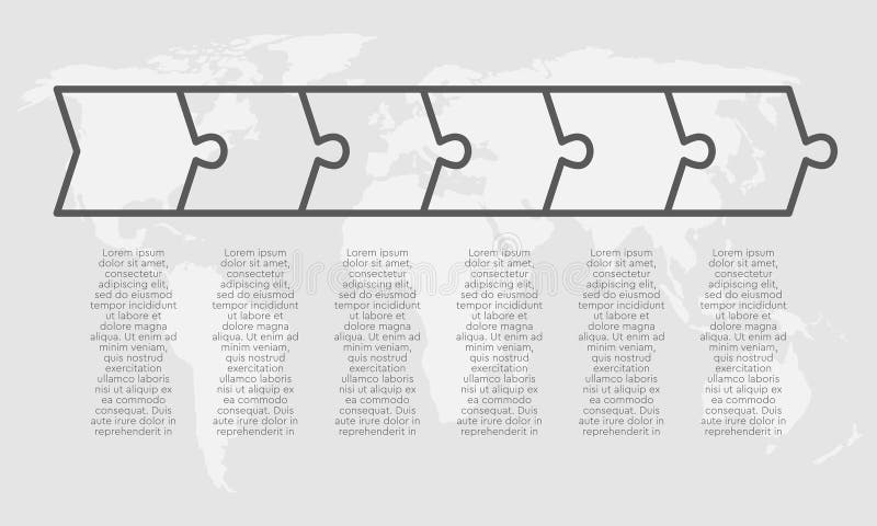 Six Steps Line Infographic, Puzzle Option Diagram Stock Illustration ...