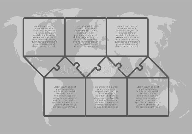 Six Steps Line Infographic, Puzzle Timeline Stock Illustration ...