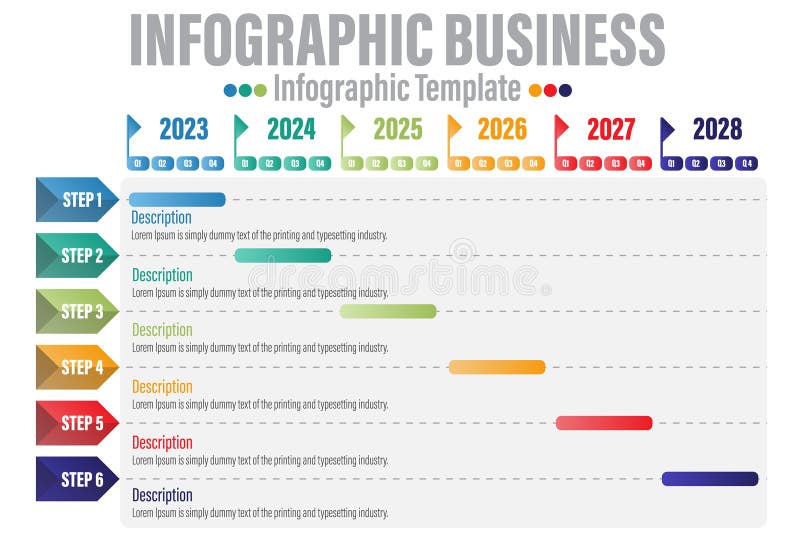 Six 6 Steps Modern Timeline Diagram Calendar Quarter with Months ...