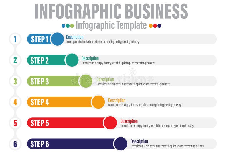 Six 6 Steps, Six 6 Option ,Horizontal Chart Infographic Element ...