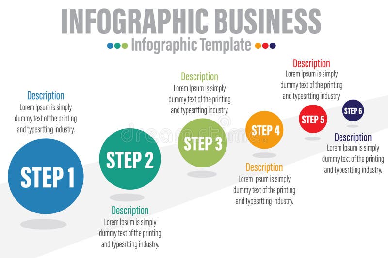 Six 6 Steps or Six 6 Option Infographic Template for Business. Modern ...