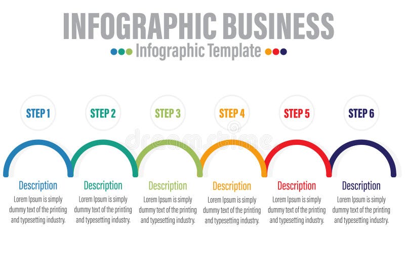 Six 6 Steps, Six 6 Option Strategy Infographic with Horizontal Half ...