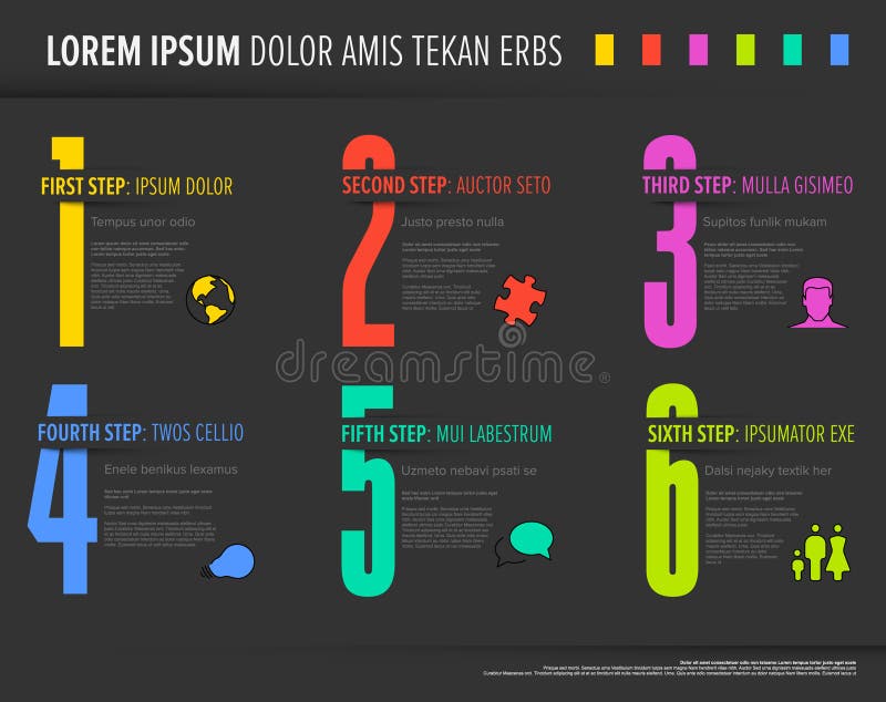 Six Steps Progress Template with Big Numbers Stock Vector ...